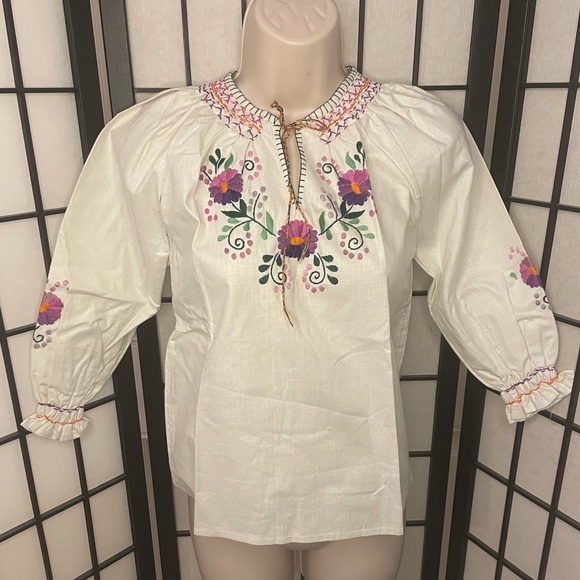 Handmade | Tops | Vintage Hungarian Embroidered Floral Peasant Top Folk ...